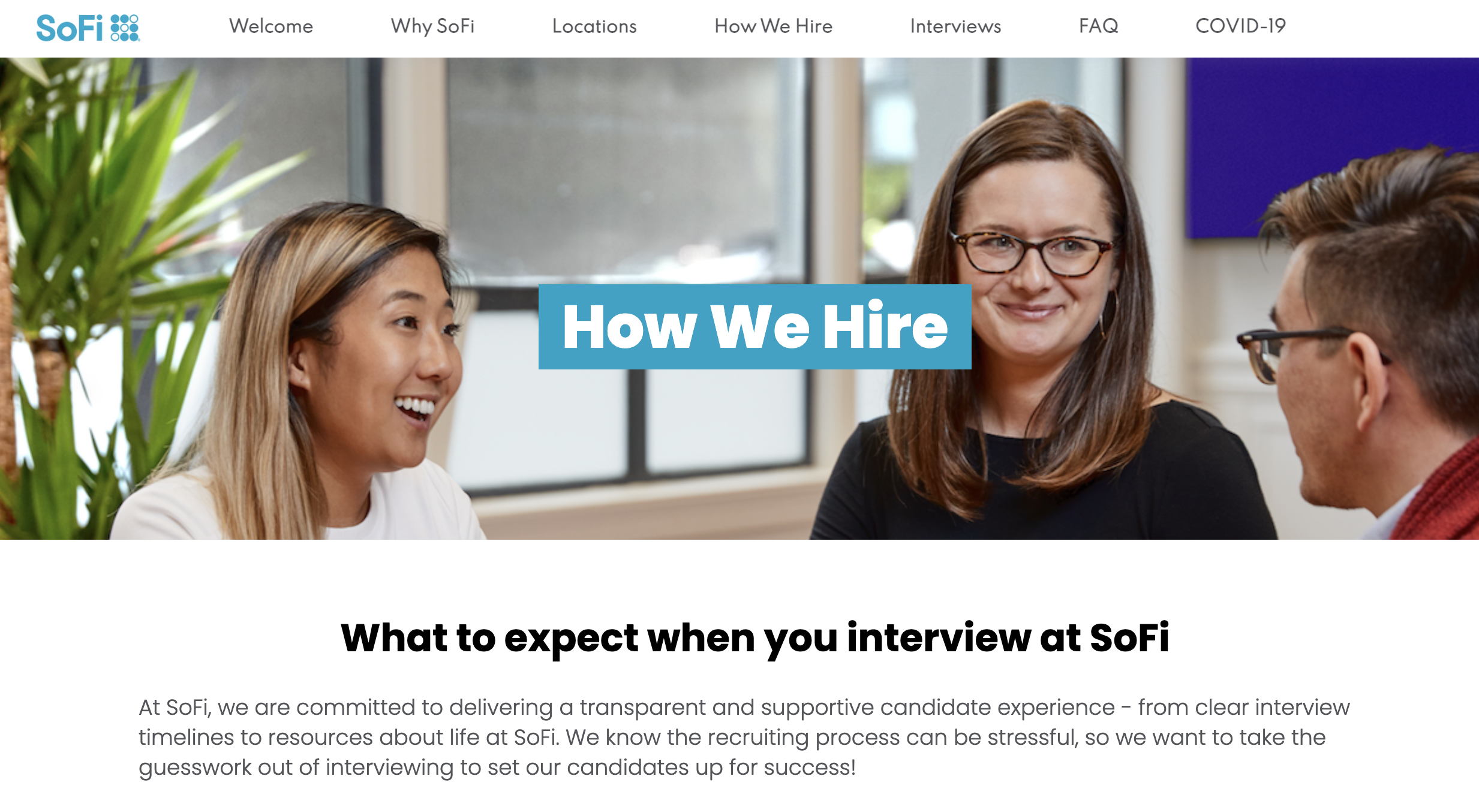 SoFi Candidate Resource Website - How We Hire