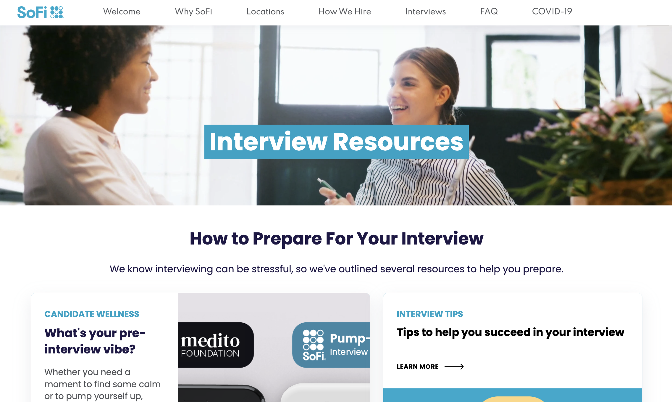 SoFi Candidate Resource Website - Interviews